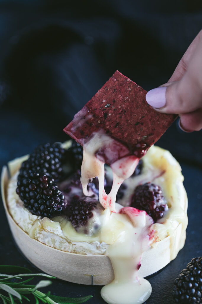Baked Brie with Blackberries, Garlic and Honey