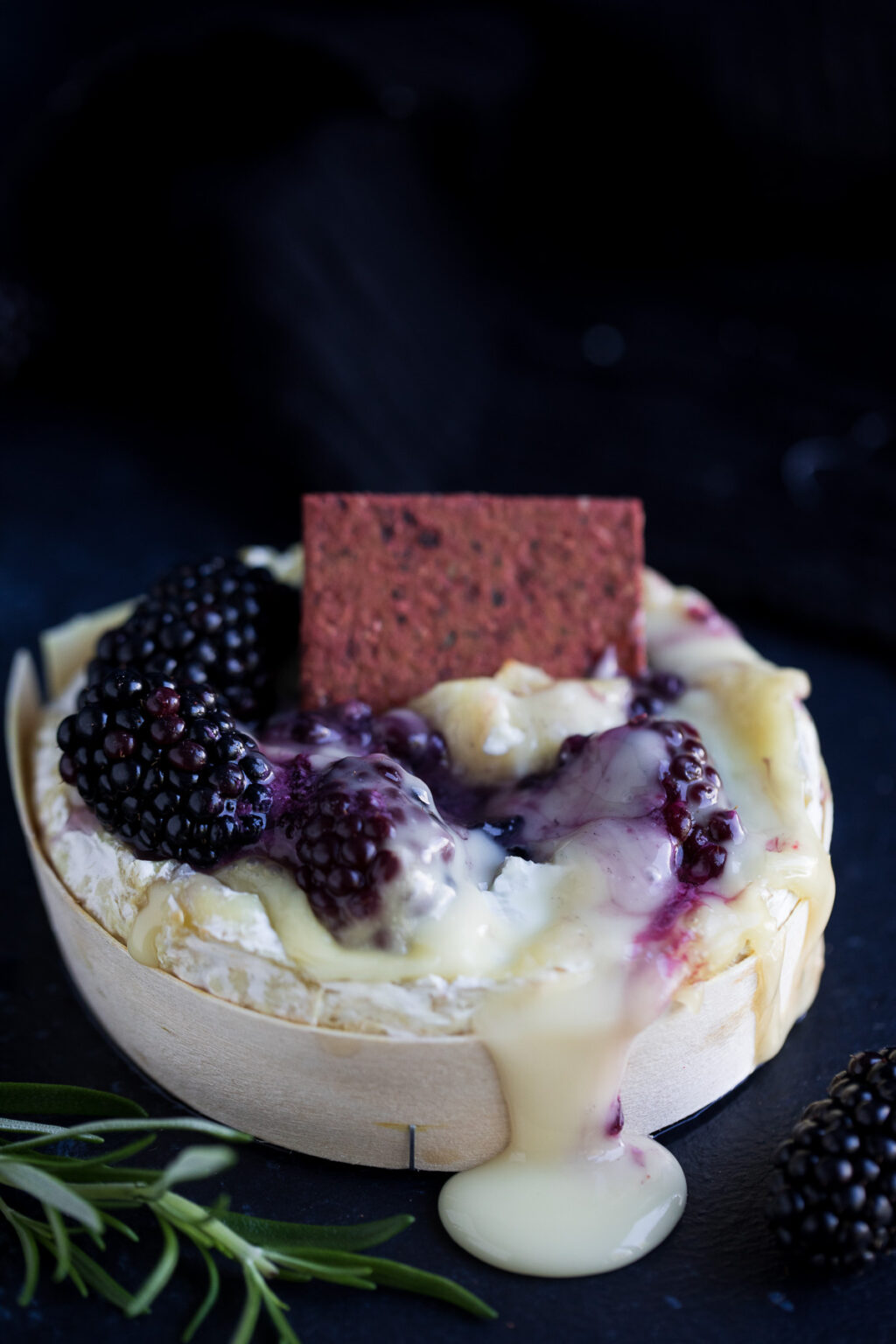Baked Brie with Blackberries, Garlic and Honey
